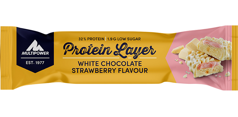 Baton Protein Layer 50g - White Chocolate & Strawberry. Recosport