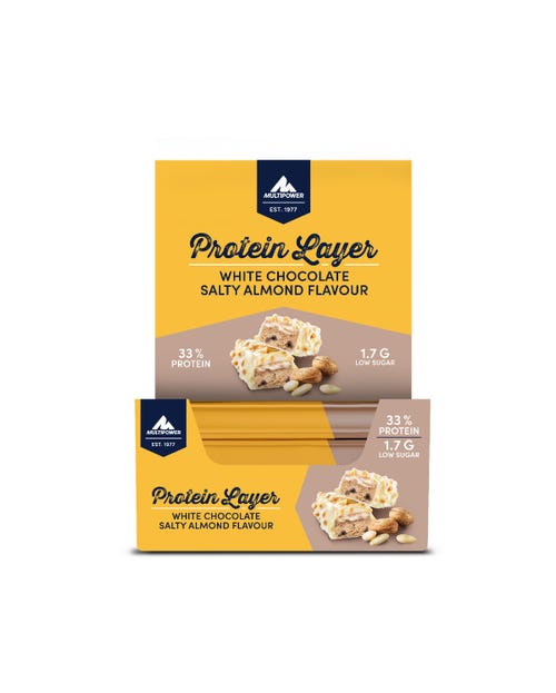Baton Protein Layer 50g - White chocolate & Salty Almond. Recosport