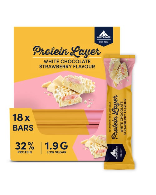 Baton Protein Layer 50g - White Chocolate & Strawberry. Recosport