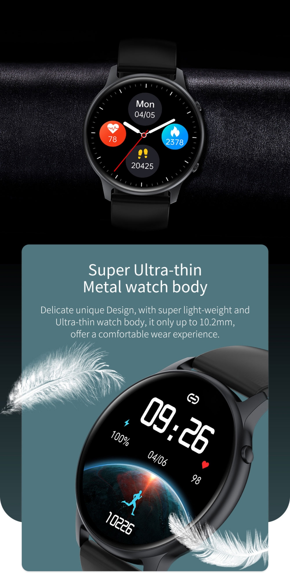 Ceas Smartwatch LW36 Negru. Recosport